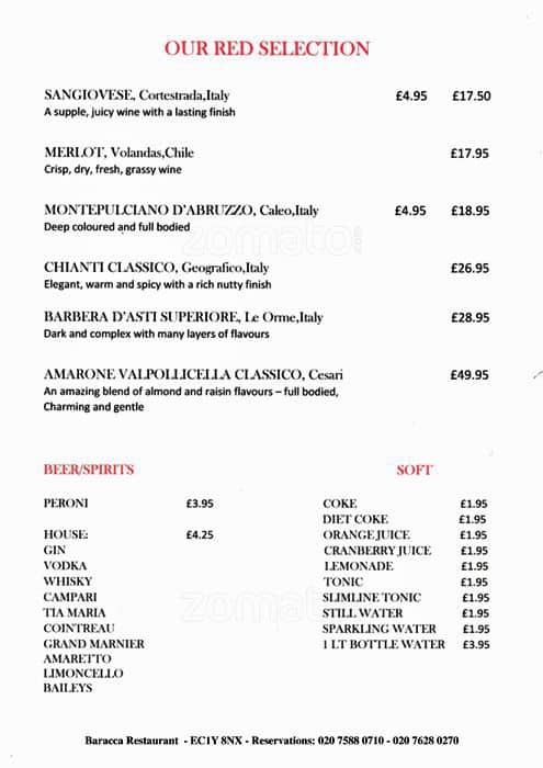 Menu at Baraka Restaurant London, London