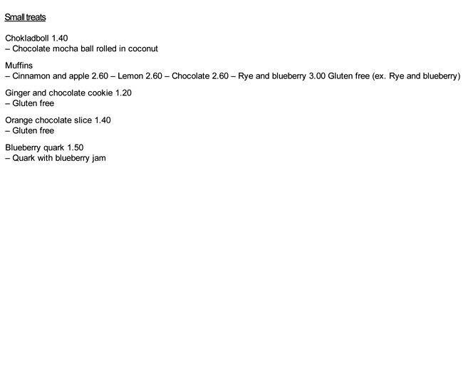 Menu at Nordic Bakery, London, 37b New Cavendish St