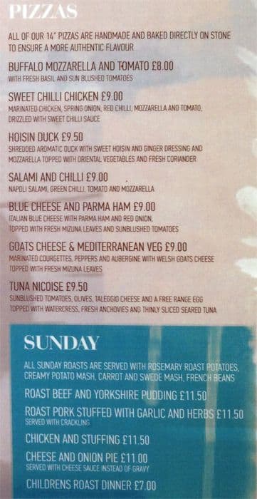 Menu at Dukes 92 pub & bar, Manchester