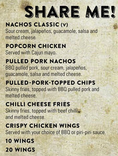 Menu at The Ark pub & bar, Glasgow