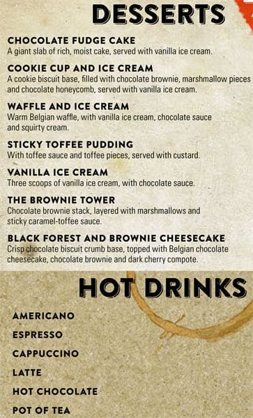 Menu at The Ark pub & bar, Glasgow