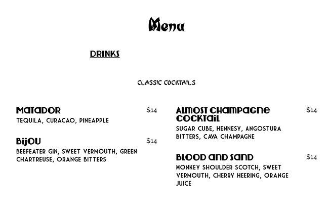 Menu at Formosa Cafe, West Hollywood, Santa Monica Blvd