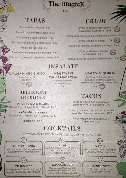 The Magick Bar a Roma: Foto del Menu con Prezzi - Zomato Italia