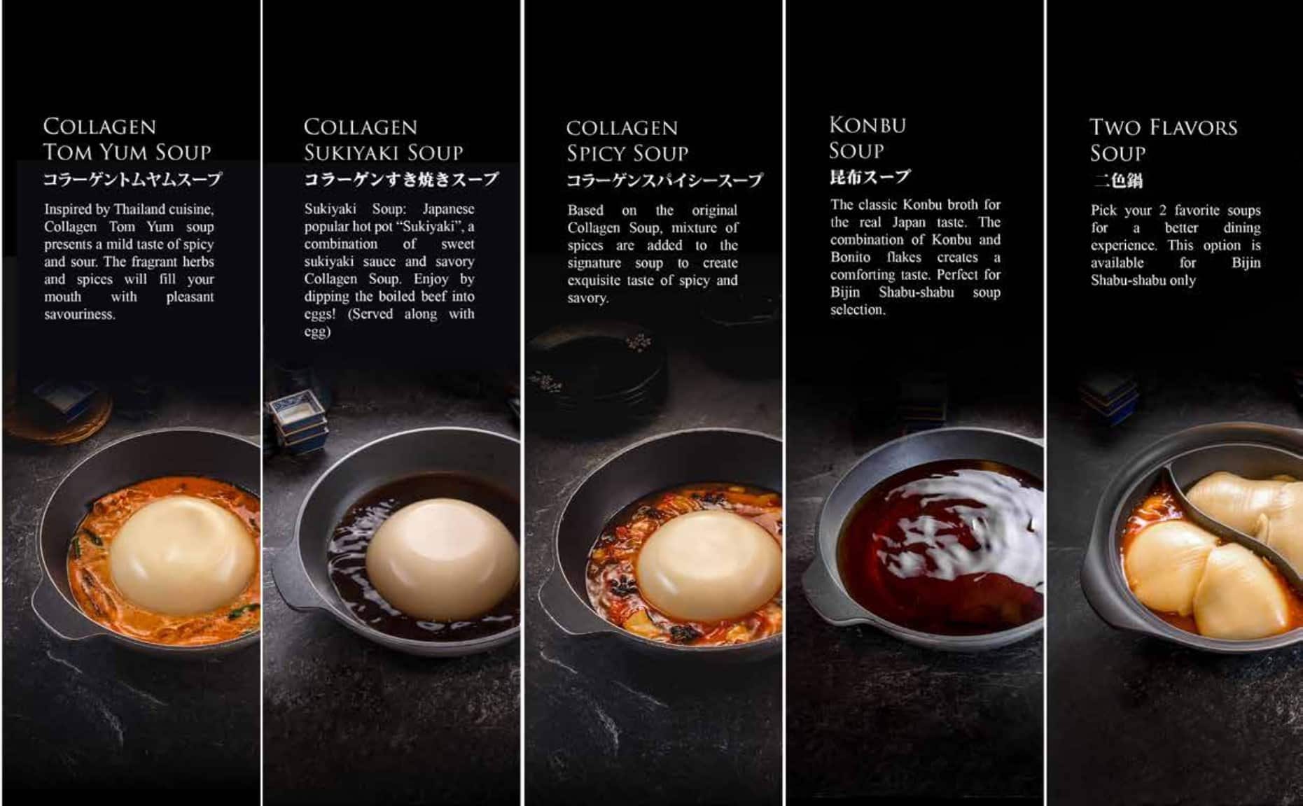 Menu at Bijin Nabe restaurant, South Jakarta