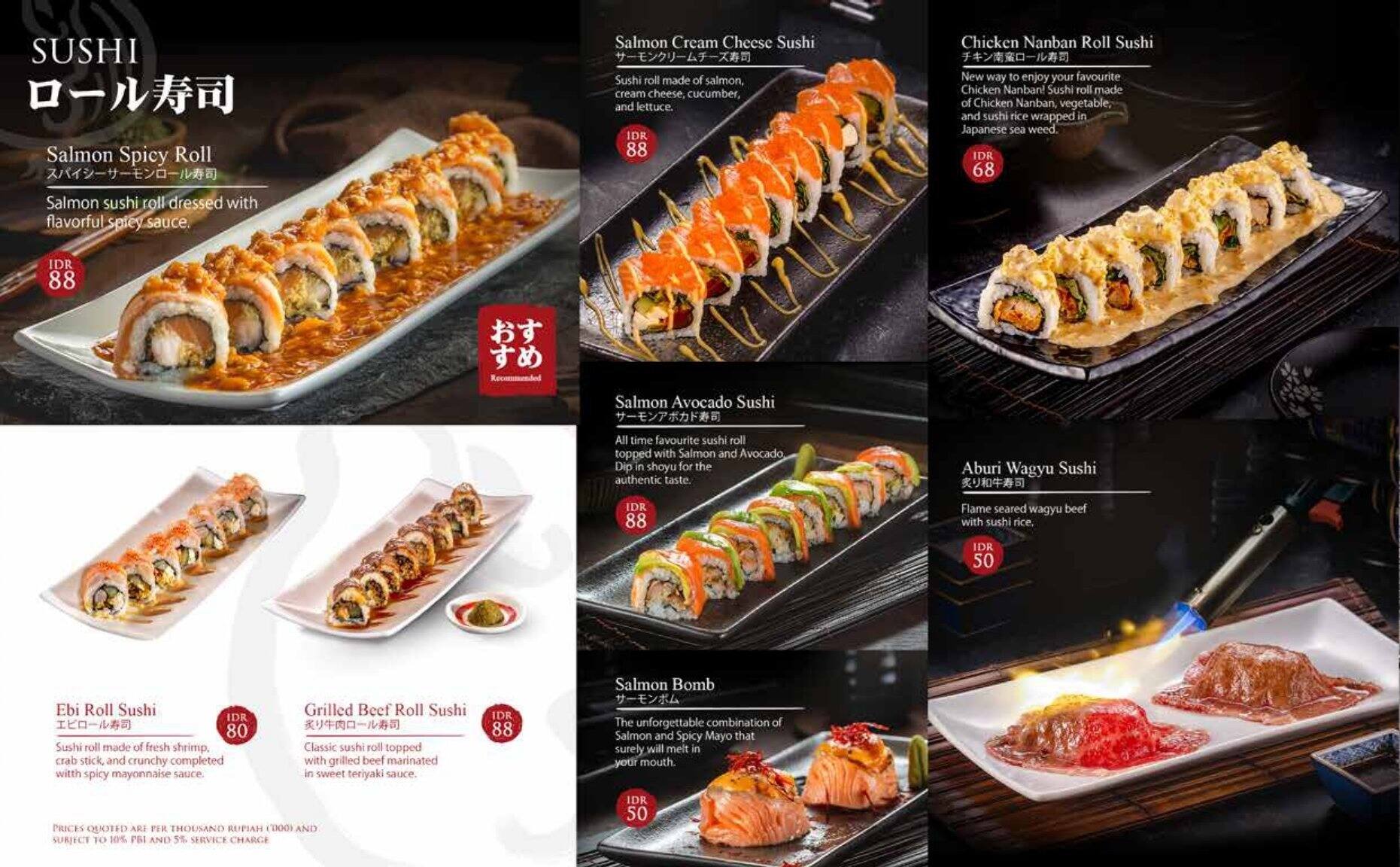 Menu at Bijin Nabe restaurant, South Jakarta