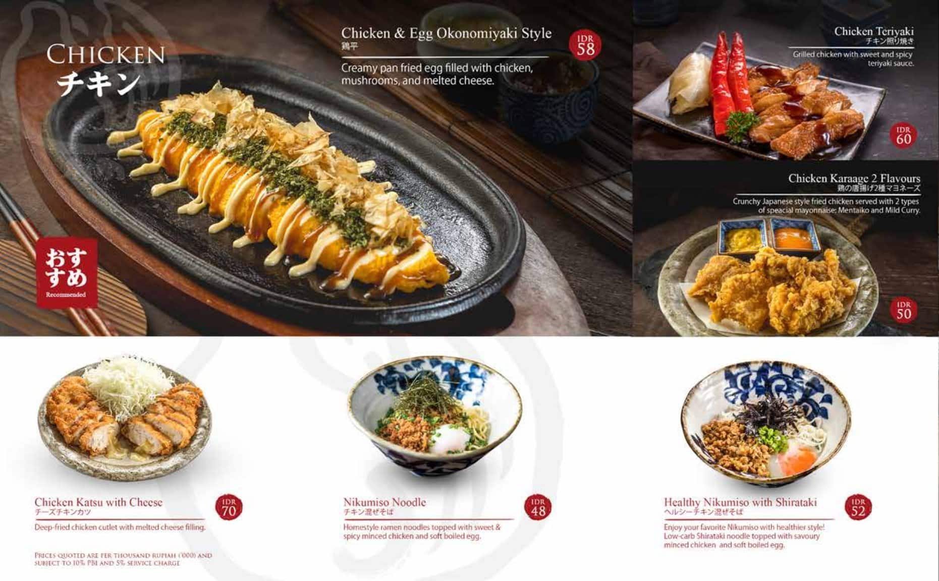 Menu at Bijin Nabe restaurant, South Jakarta