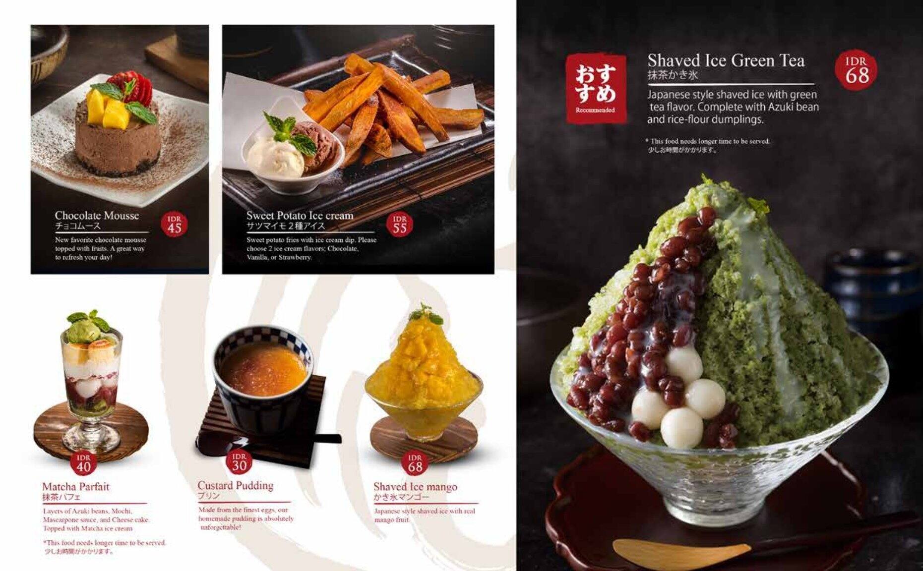 Menu at Bijin Nabe restaurant, South Jakarta