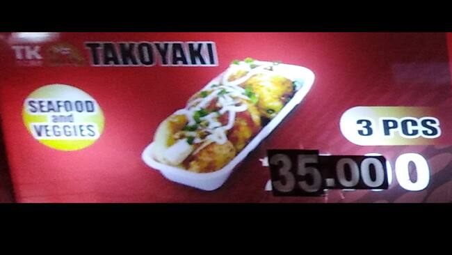 Menu at TK Takoyaki, Pasig, Food Village