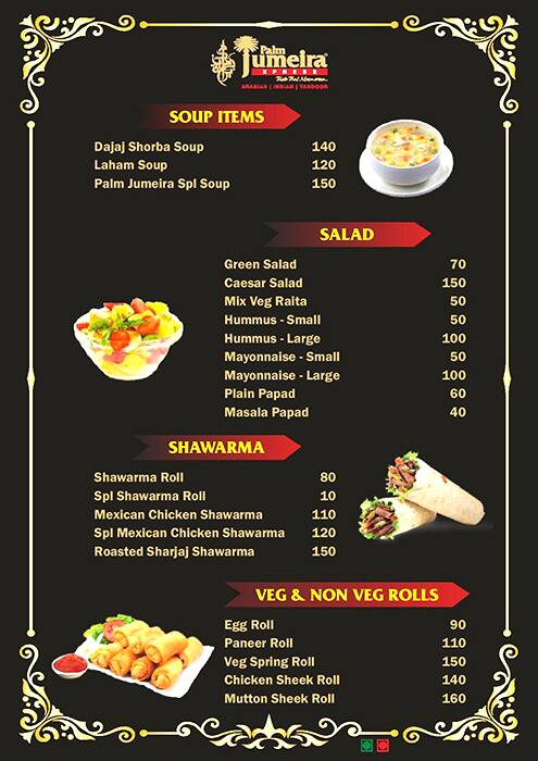 Menu of Palm Jumeira Express, Anna Salai, Chennai