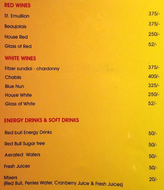 Menu at The Aqua Bar, Dubai, 67XM+J6G - Sheikh Rashid Rd