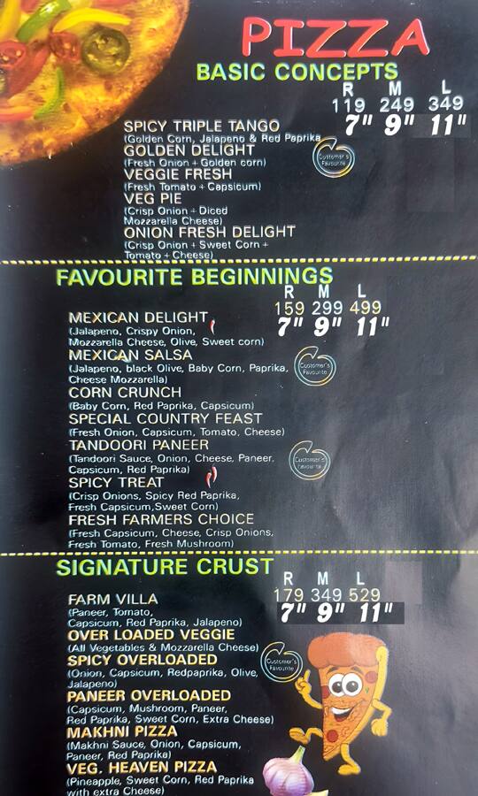Menu of Pizza Villa, Jhotwara, Jaipur