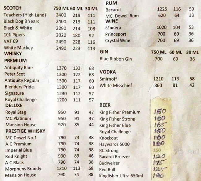 Menu at Reliance Restaurant & Bar, Hyderabad, Complex