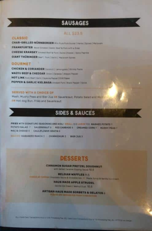 Menu at Bavarian Bier Café Parramatta pub & bar, Parramatta