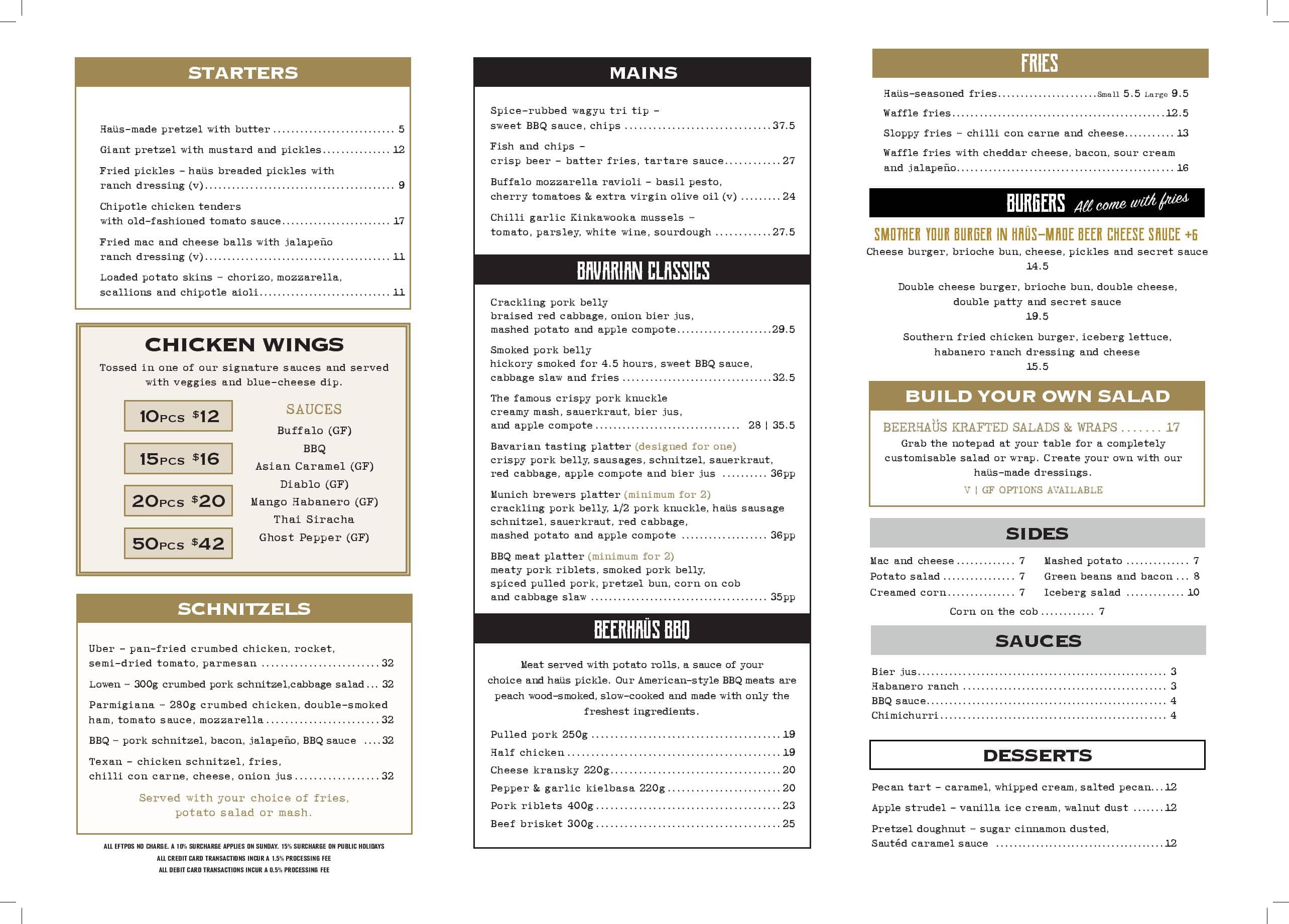 Menu at The Bavarian Miranda pub & bar, Miranda, Shop 4002 Westfield ...