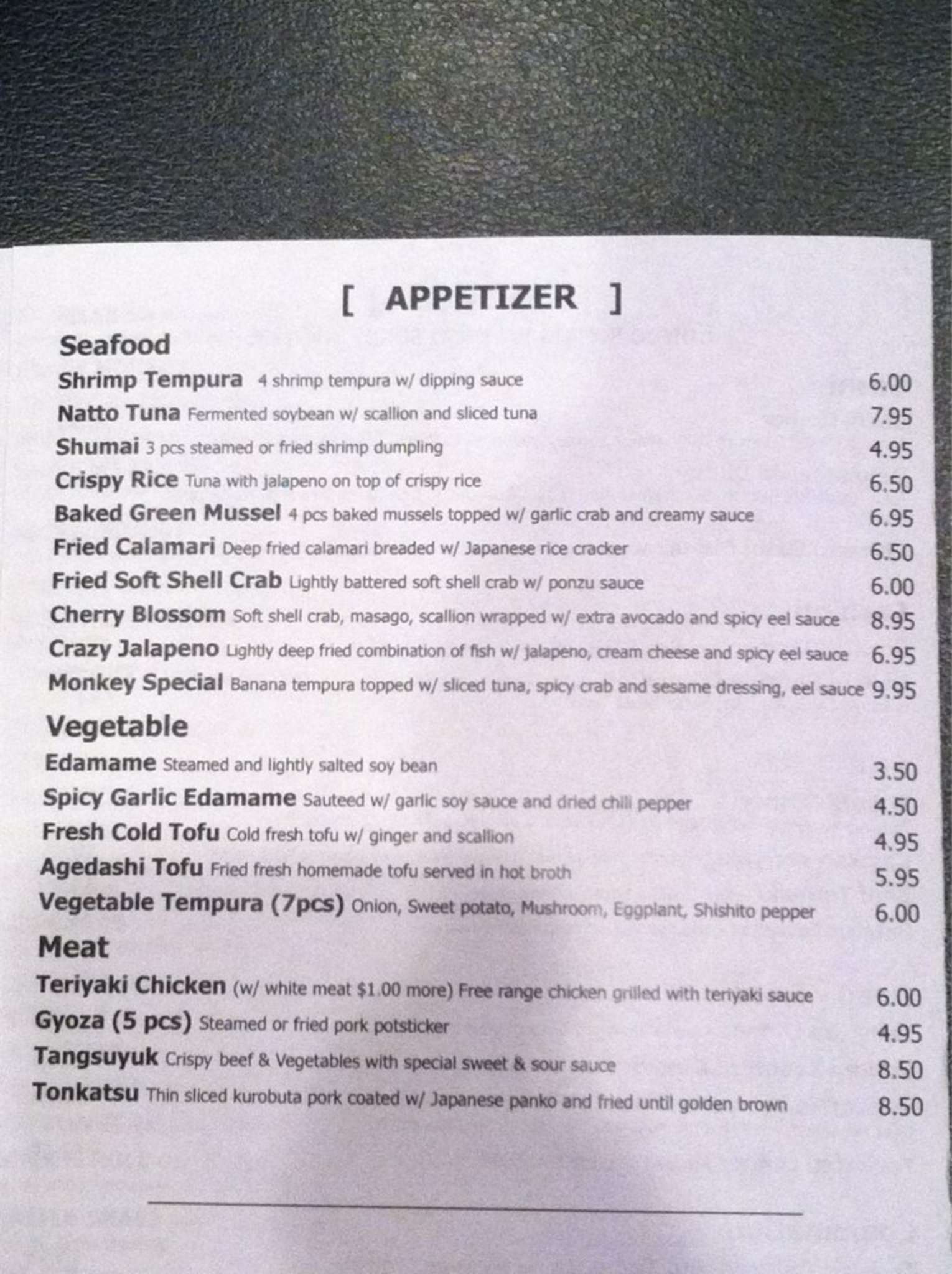 Menu at En Sushi & Robata Grill restaurant, Henderson