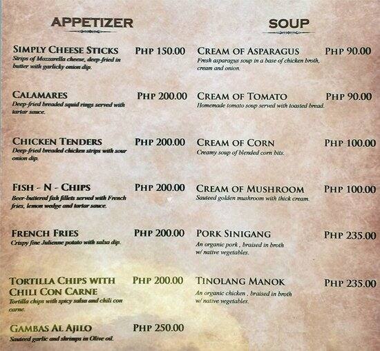 Menu at Roof Deck - Wellcome Hotel restaurant, Cebu City
