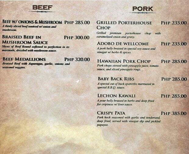 Menu at Roof Deck - Wellcome Hotel restaurant, Cebu City