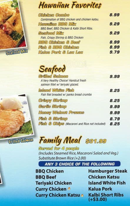 Menu at Hawaiian Grill Express restaurant, Dublin