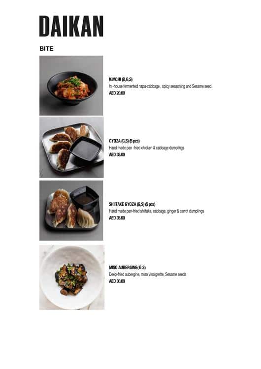 Menu of Daikan, Palm Jumeirah, Dubai