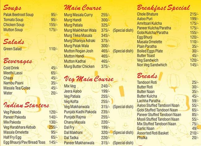 Menu of Eat Like Punjabi, Andheri Lokhandwala, Andheri West, Mumbai