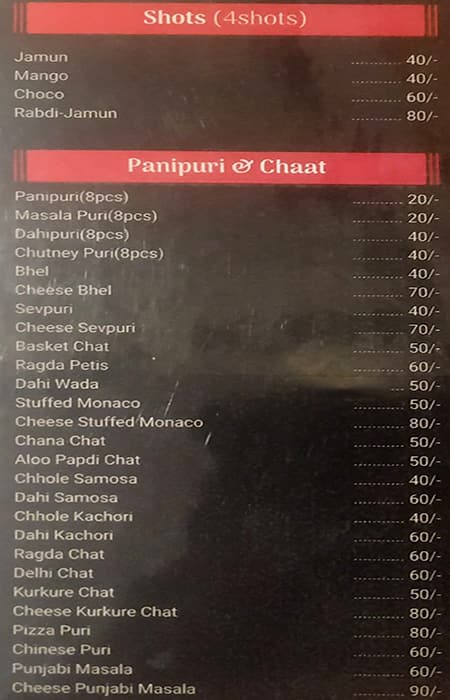 Menu of Pani Puri.com, Nikol, Ahmedabad