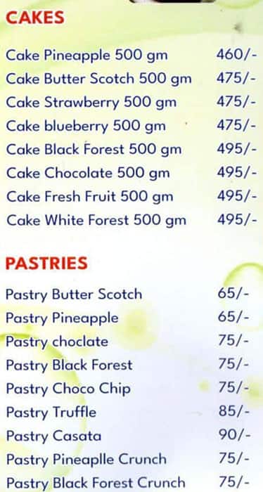 Menu of Bansal Sweets & Bakers, Nirala Nagar, Lucknow