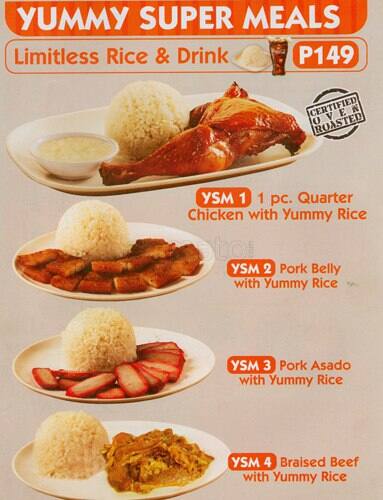 Menu at Yummy Roast restaurant, Manila, SM City Manila