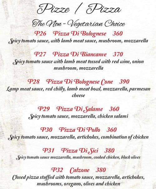 Menu at Toscana, Pune, East Avenue