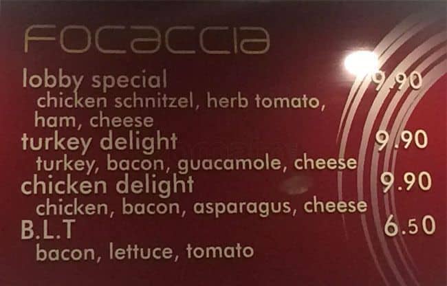 Menu at Lobby Cafe North Sydney, North Sydney, 101 Miller St