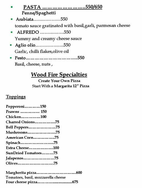 Menu at Marabella, Morjim