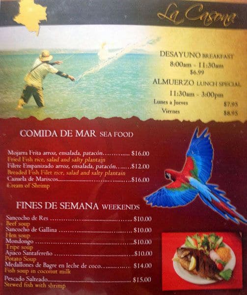 Menu at La Casona restaurant, Doraville