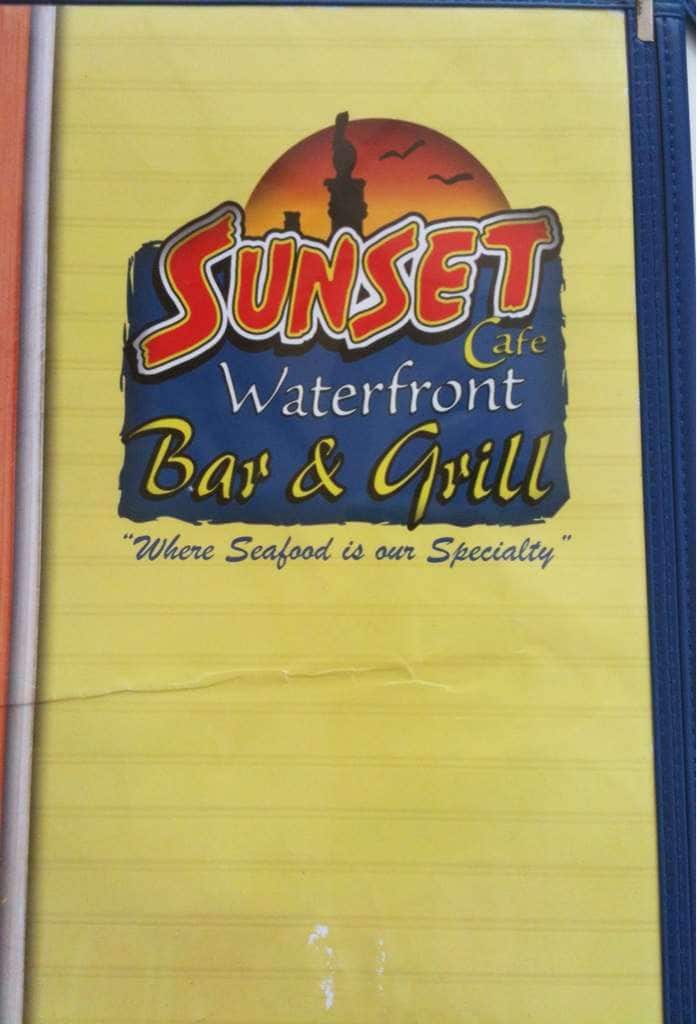 Menu at Sunset Cafe, Cocoa Beach