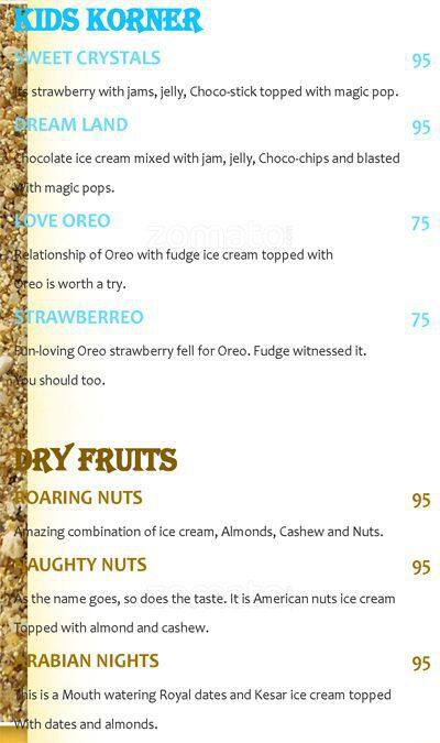 Menu at Icestone, Thane