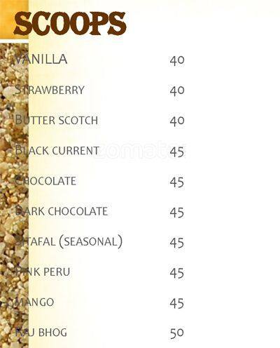 Menu at Icestone, Thane