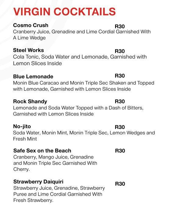 Menu at van Tuka Lounge, Pretoria, No.1214 Aubrey Matlakala St