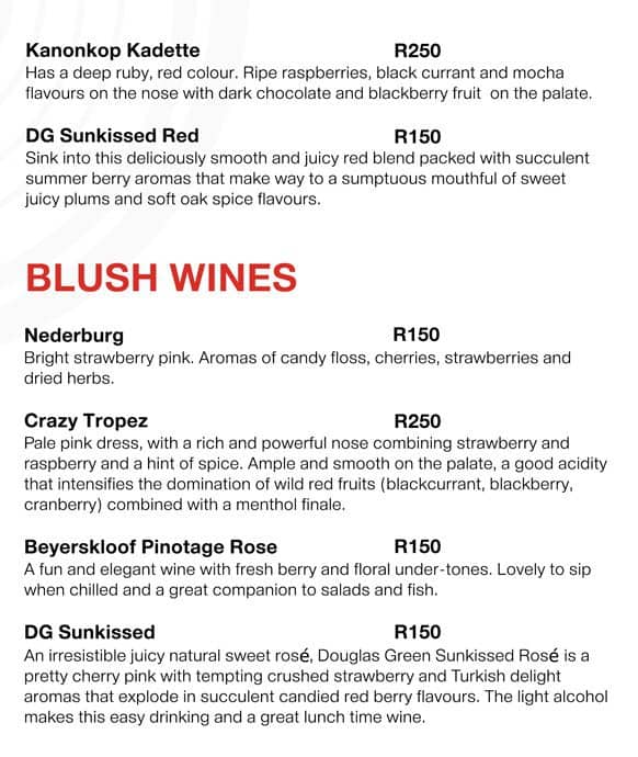 Menu at van Tuka Lounge, Pretoria, No.1214 Aubrey Matlakala St