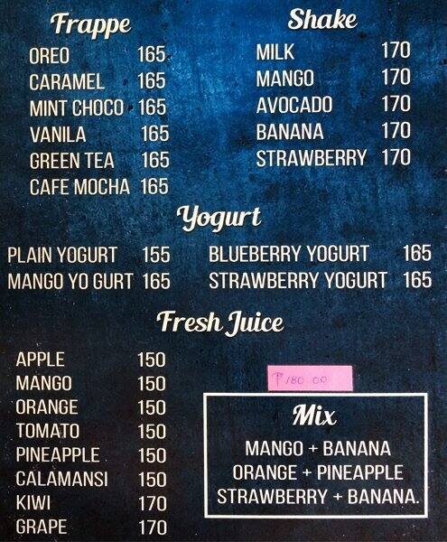 Menu at SOL Cafe, Cebu City, F. Gochan St