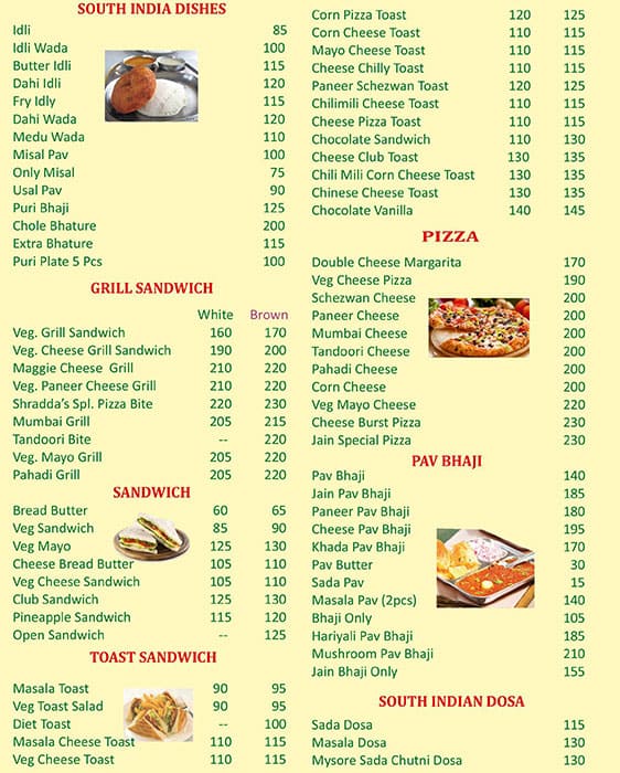 Menu of Shradda's Kitchen, Kalwa, Thane