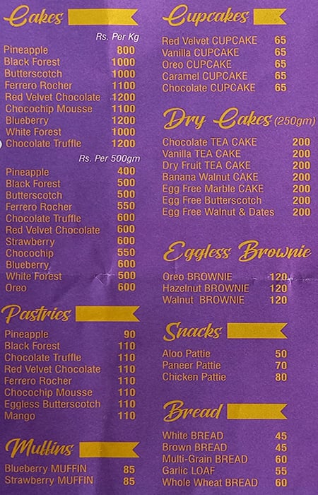 Menu at Karachi Bakery, Delhi, Shop 21
