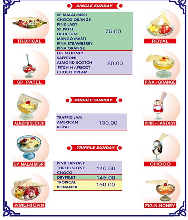 Menu at Shree Chandra Vijay Patel Ice Cream, Rajkot
