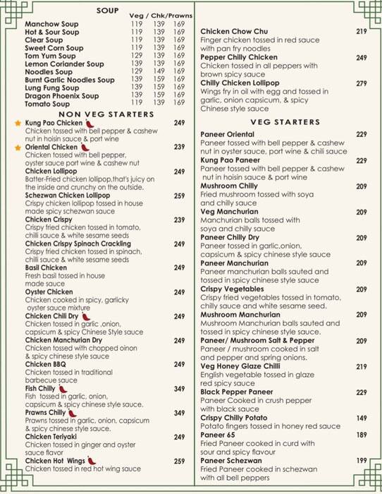 Menu of Chinese Chef, Goregaon East, Mumbai