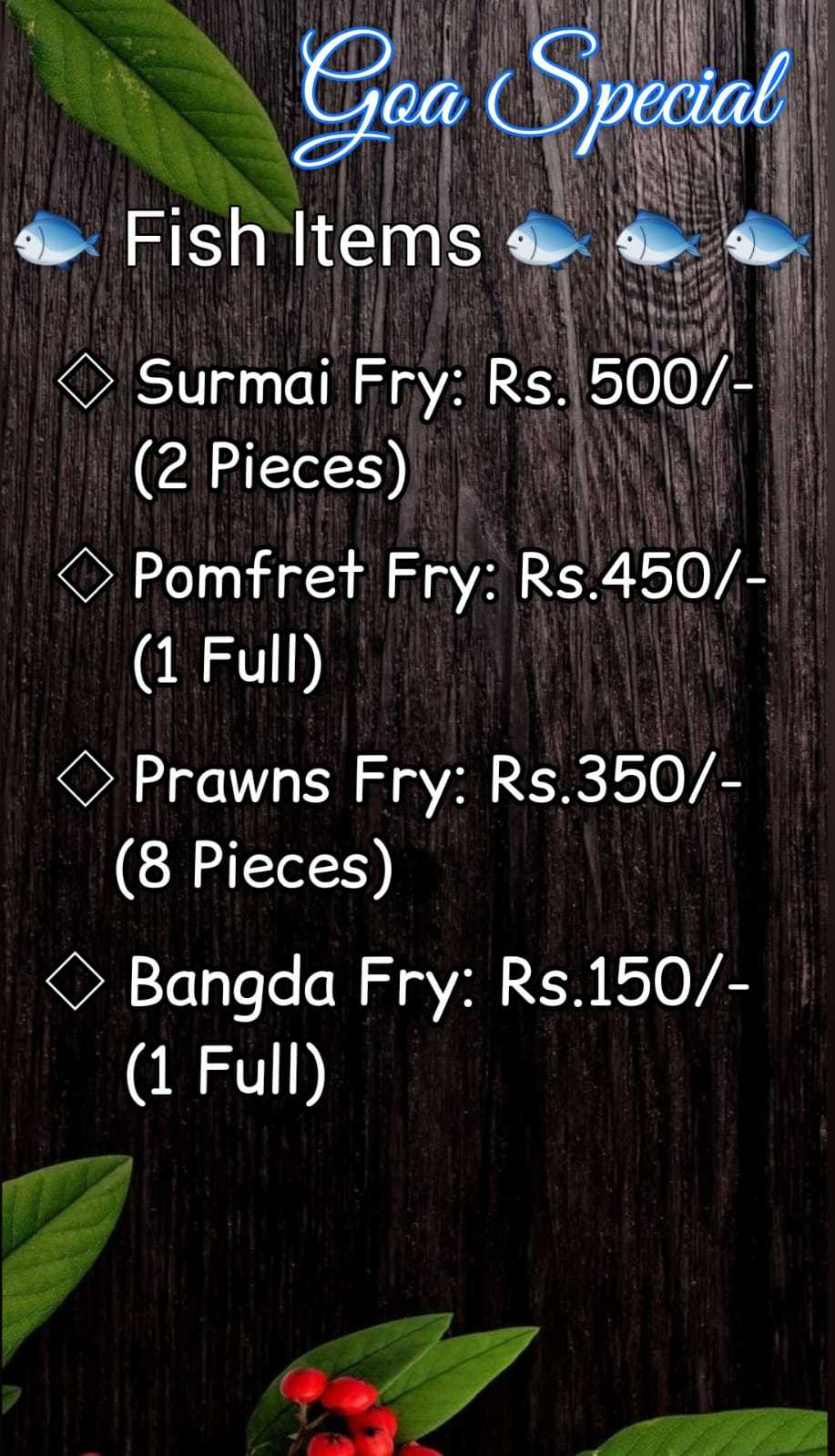 Menu of Goa Special, Dhankawadi, Pune