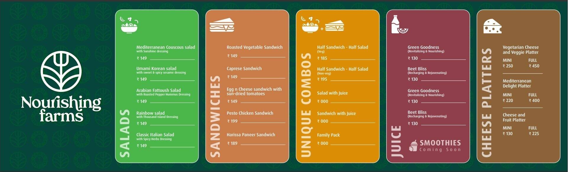 Menu of Nourishing Farms, Viman Nagar, Pune