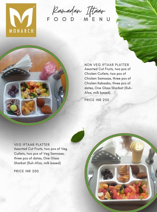 Menu of Monarch Luxur Hotel, Infantry Road, Bangalore