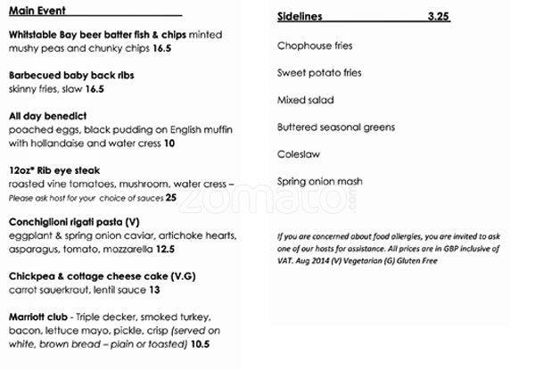 Menu at Side Step Bar, London