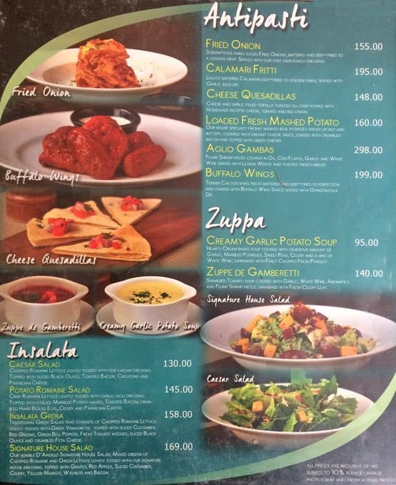 Menu at D'Angelo pizzeria, Pasay, SM Mall Of Asia Main Mall
