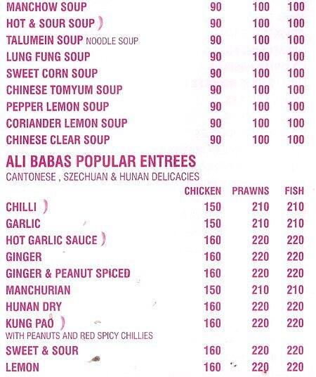 Menu at Ali Baba's Live kitchen, Pune