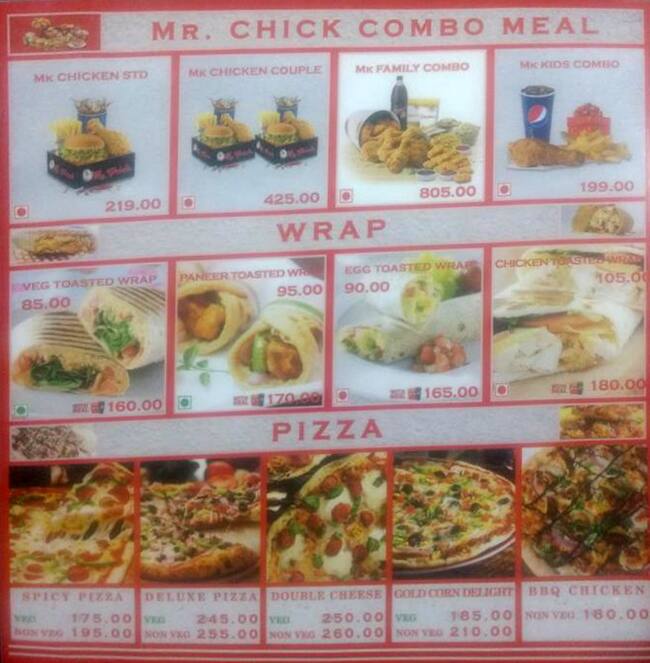 Menu at Mr. Chick, Chennai, 314