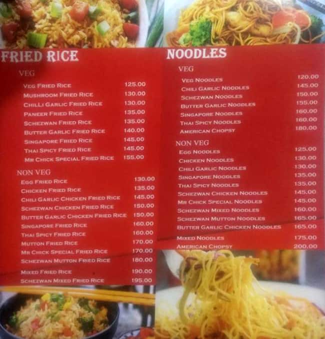 Menu at Mr. Chick, Chennai, 314