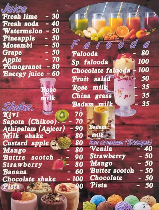Menu at Hotel Khaja Empire, Chennai